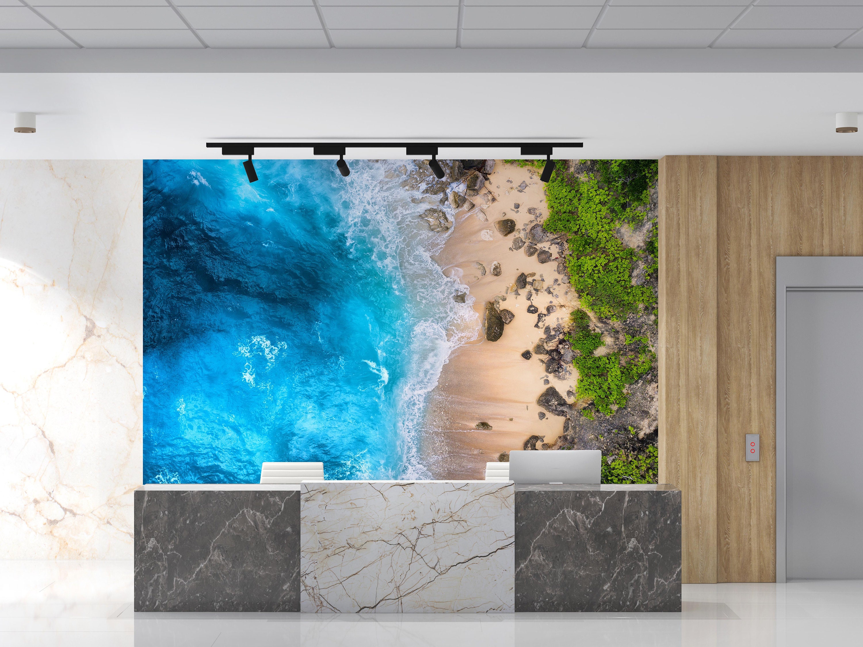 Seashore Wall Mural Forest Wall Mural Coast Mural Wave Wall - Etsy