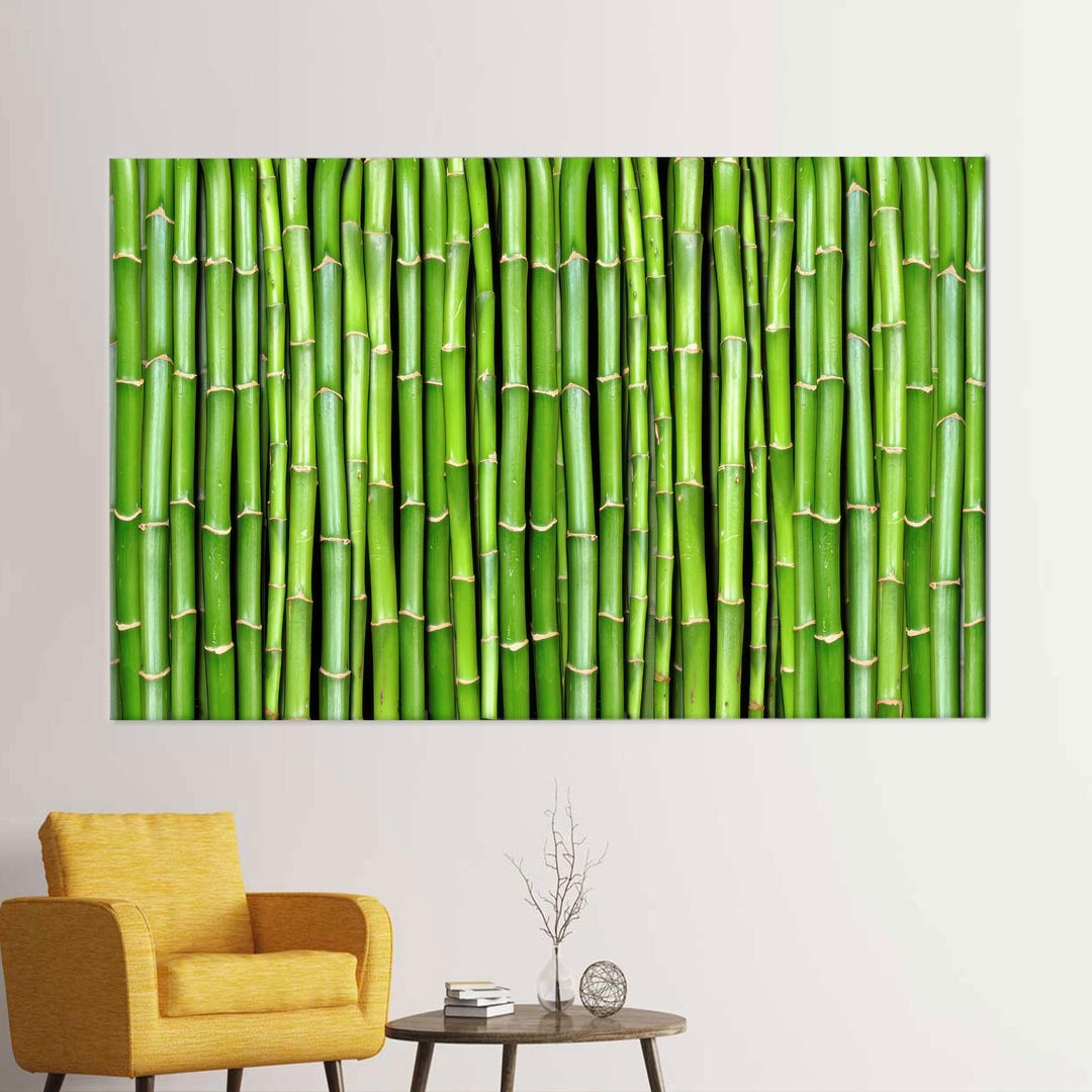 Farmhouse Canvas Decor, Bamboo Tree Wall Hanging, Landscape Art, Nature ...