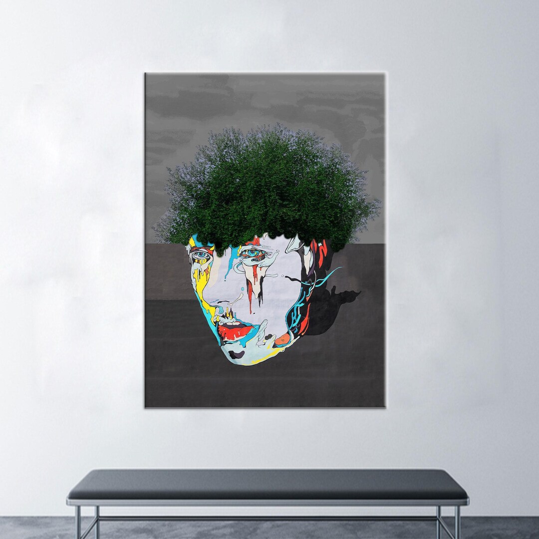 Face Graffiti Wall Art, Graffiti 3D Canvas, Tree of Head Canvas Gift ...