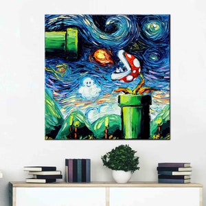 Van Gogh Mario Printed, Van Gogh Canvas Art, Modern Starry Night ...