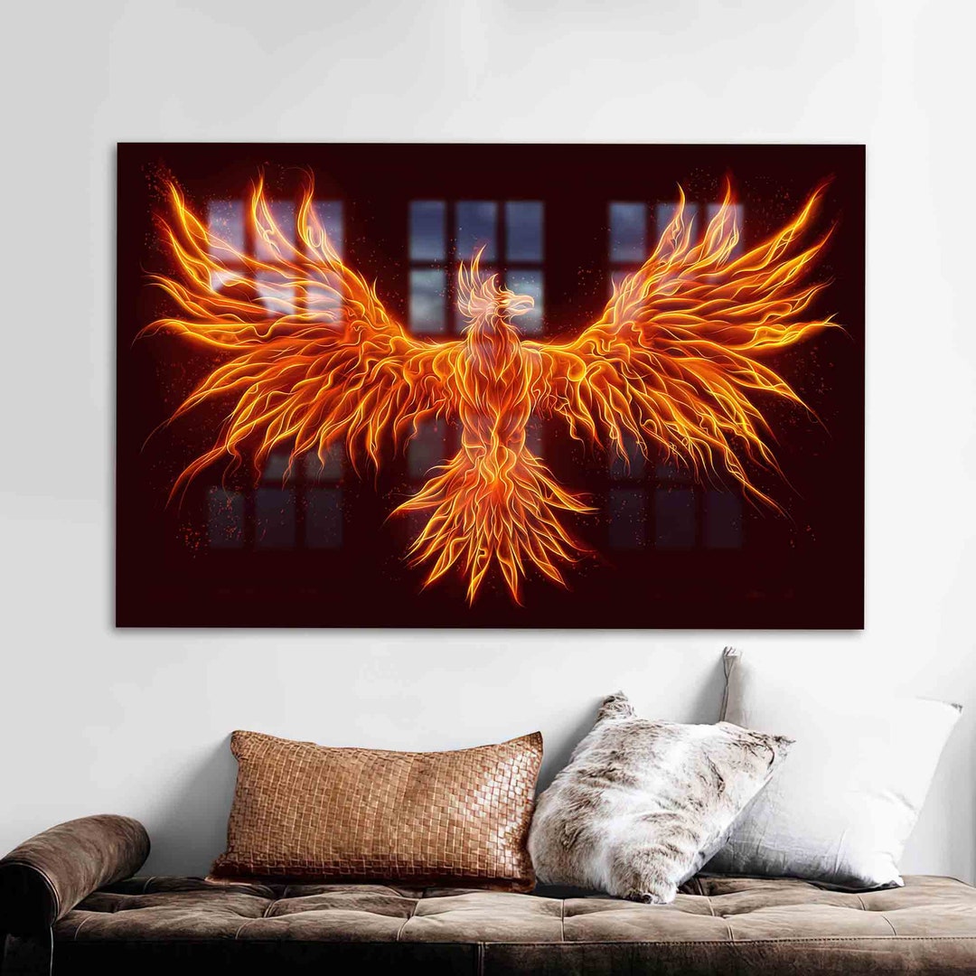 Glass Wall Decor, Tempered Glass, Mural Art, Orange and Black Glass ...