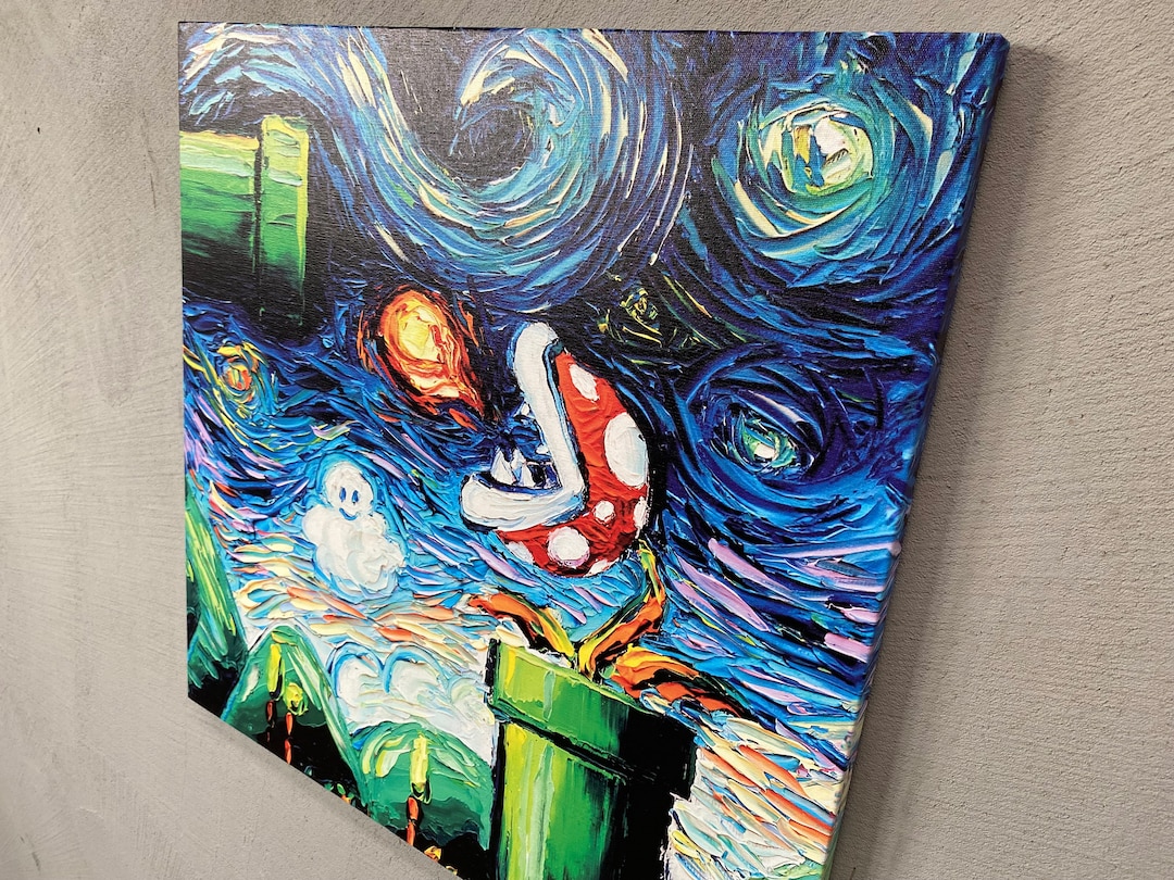 Van Gogh Mario Printed, Van Gogh Canvas Art, Modern Starry Night ...