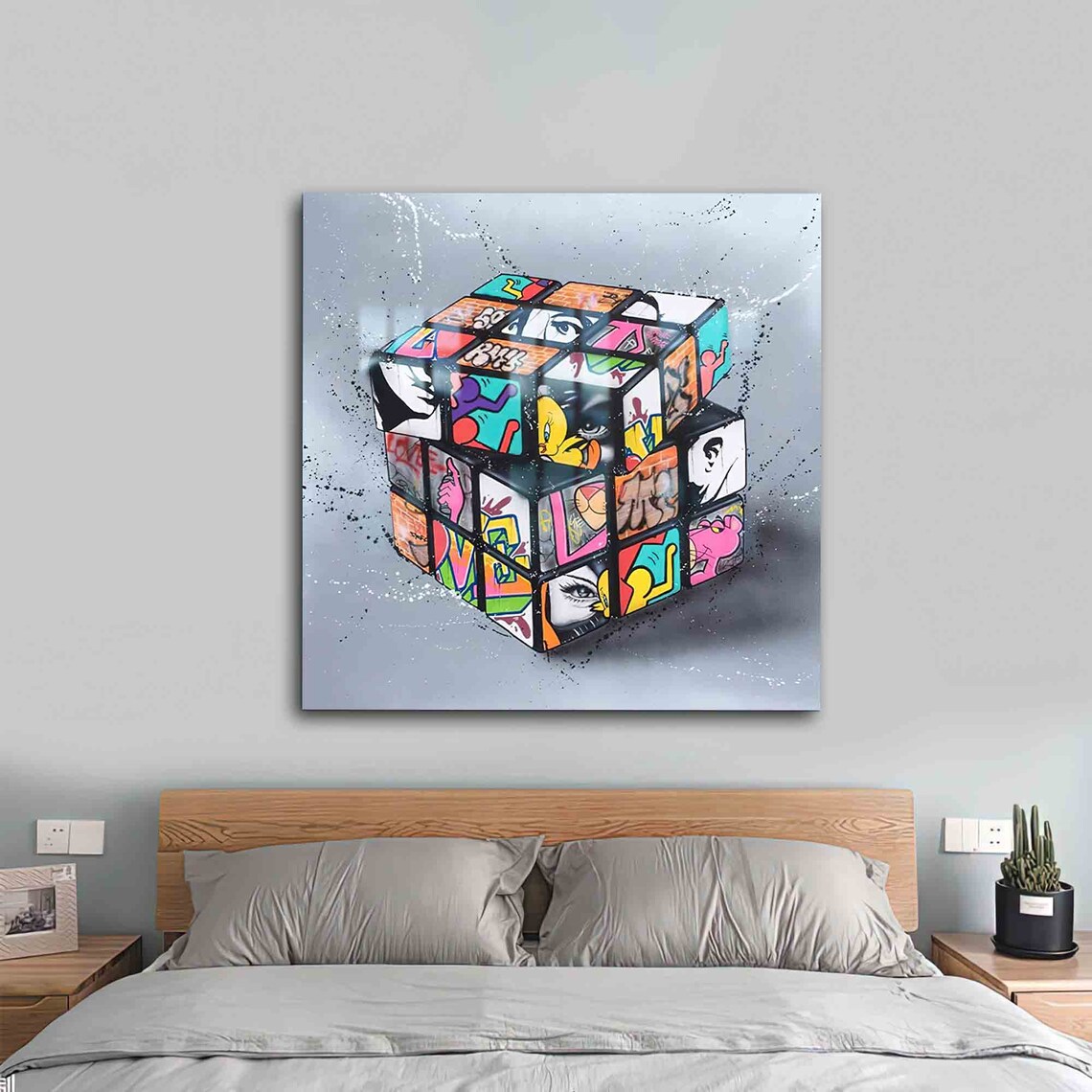 Glass, Wall Art, Mural Art, Rubiks Cube Grafftii Printing, Colorful ...