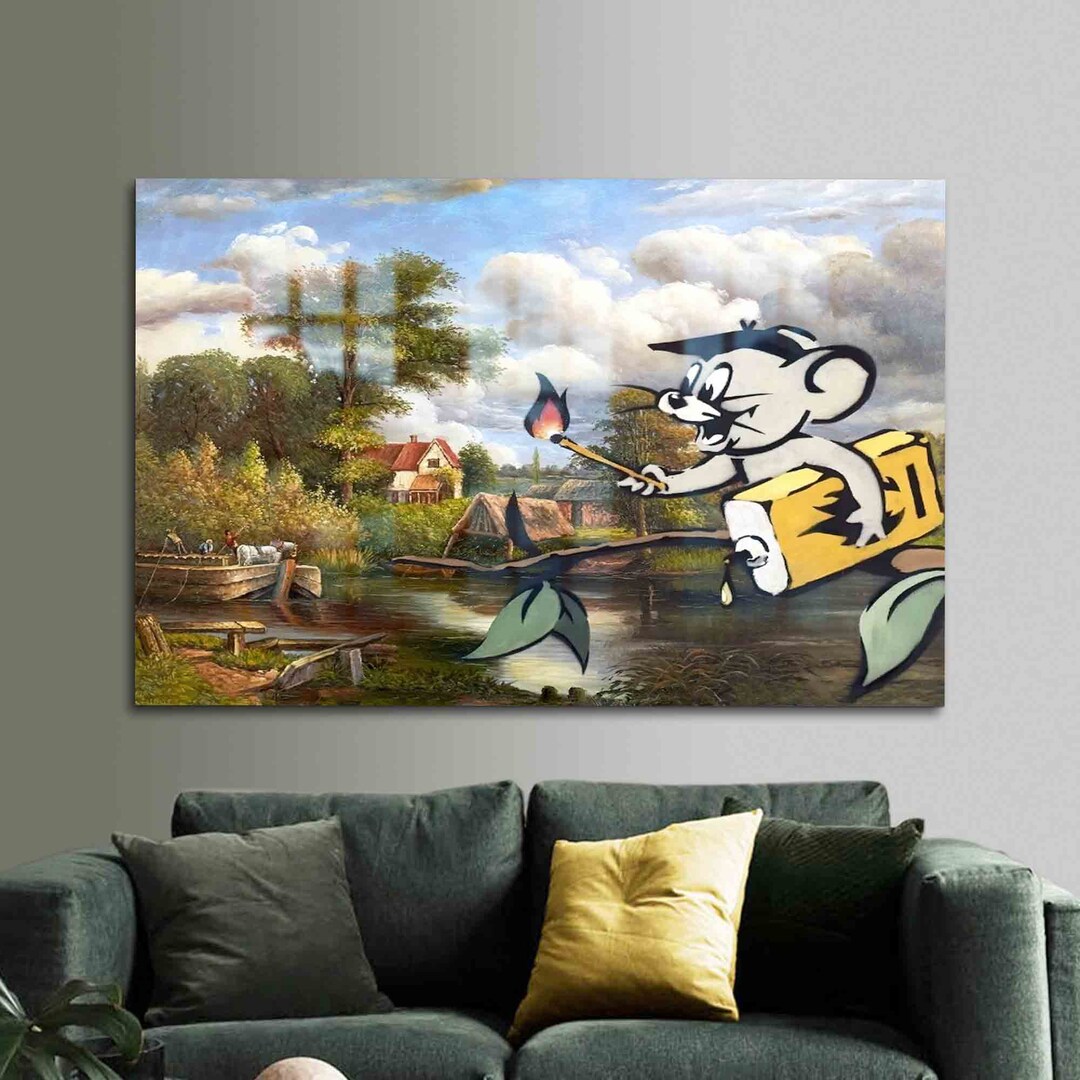 Wall Art, Mural Art, Glass Wall Decor, Banksy Corrupted Oil Jerry ...