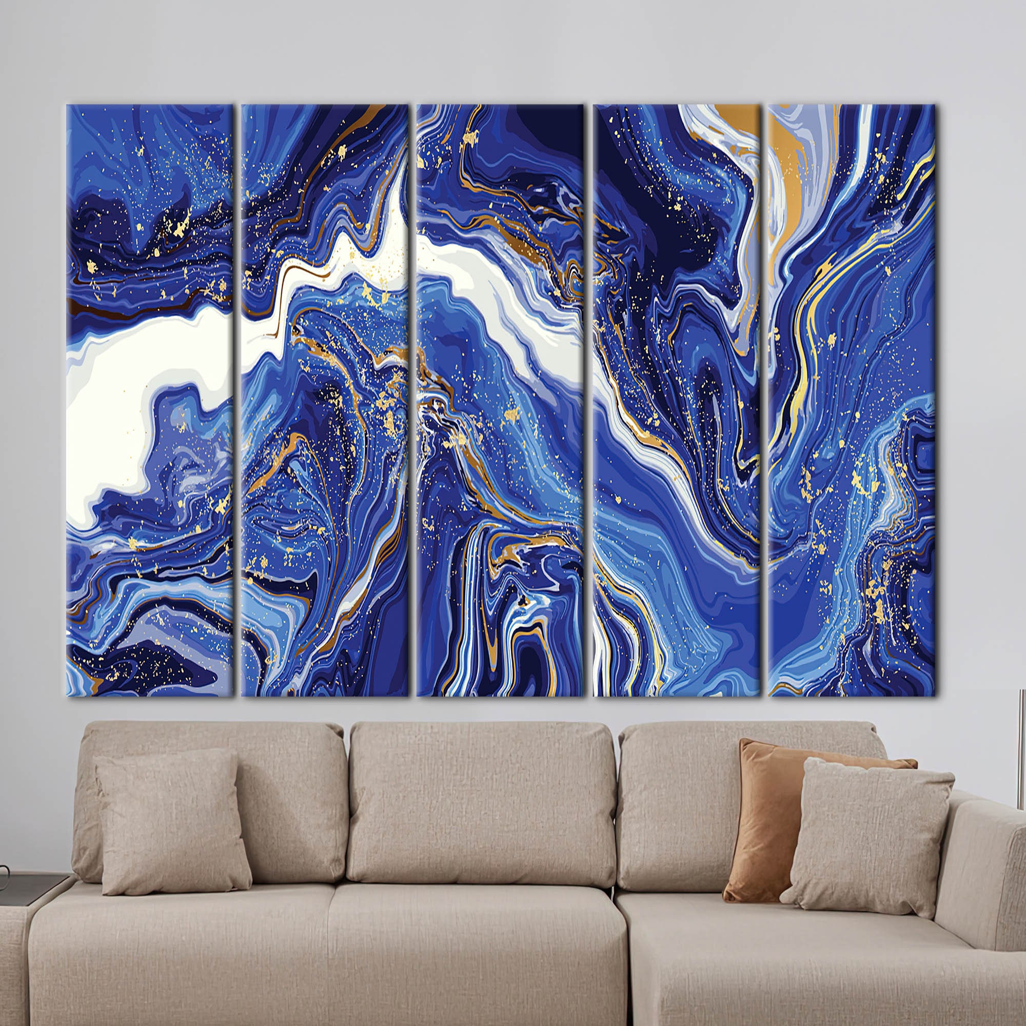Navy Blue Marble Wall Art Gold Marble Poster Modern Wall - Etsy