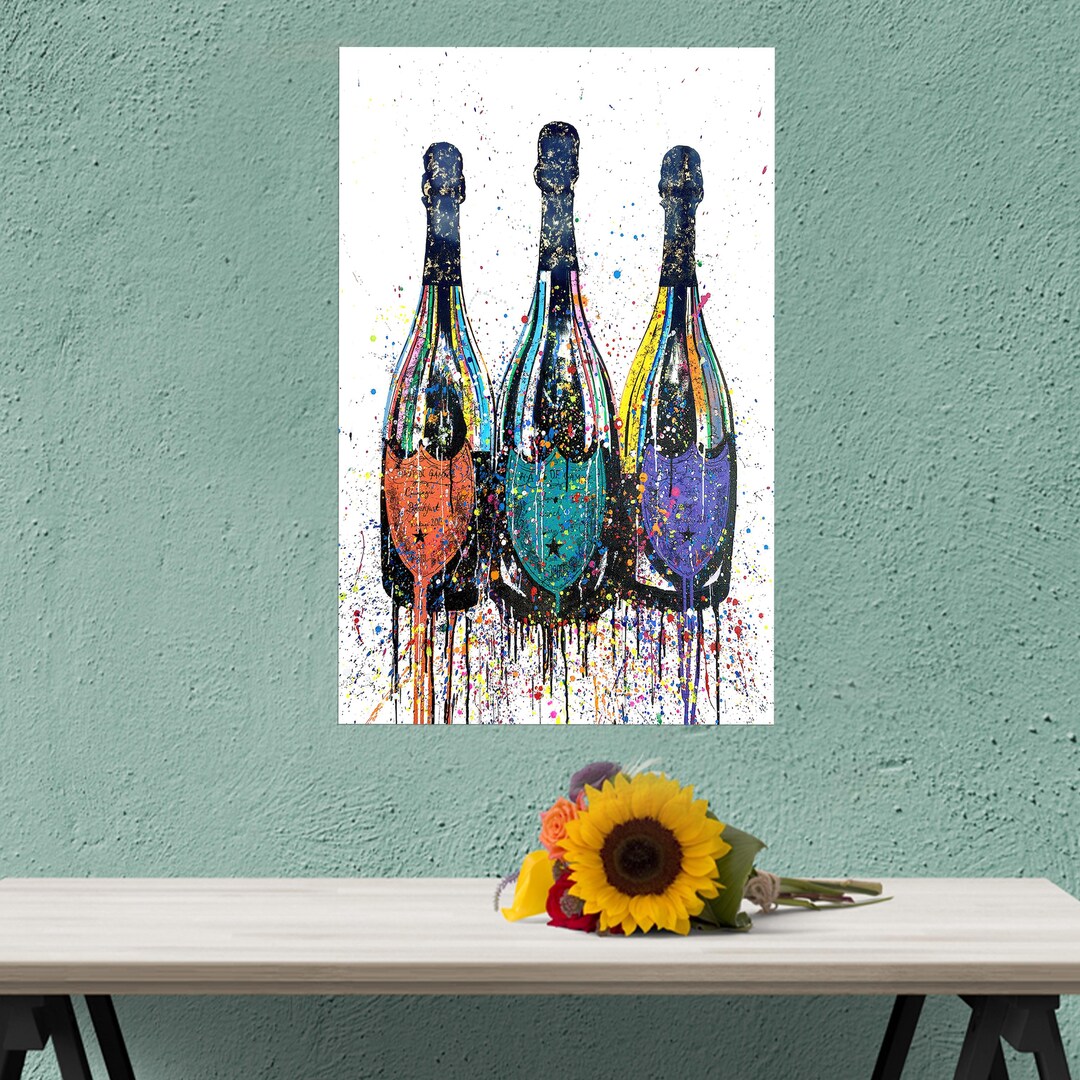 Modern Glass Wall Art, Kitchen Glass Art, Bottles Glass Decor ...