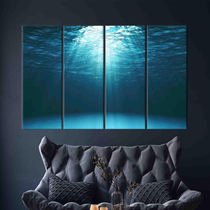 Underwater Canvas Art, Sun Rays Underwater Canvas Poster, Landscape ...