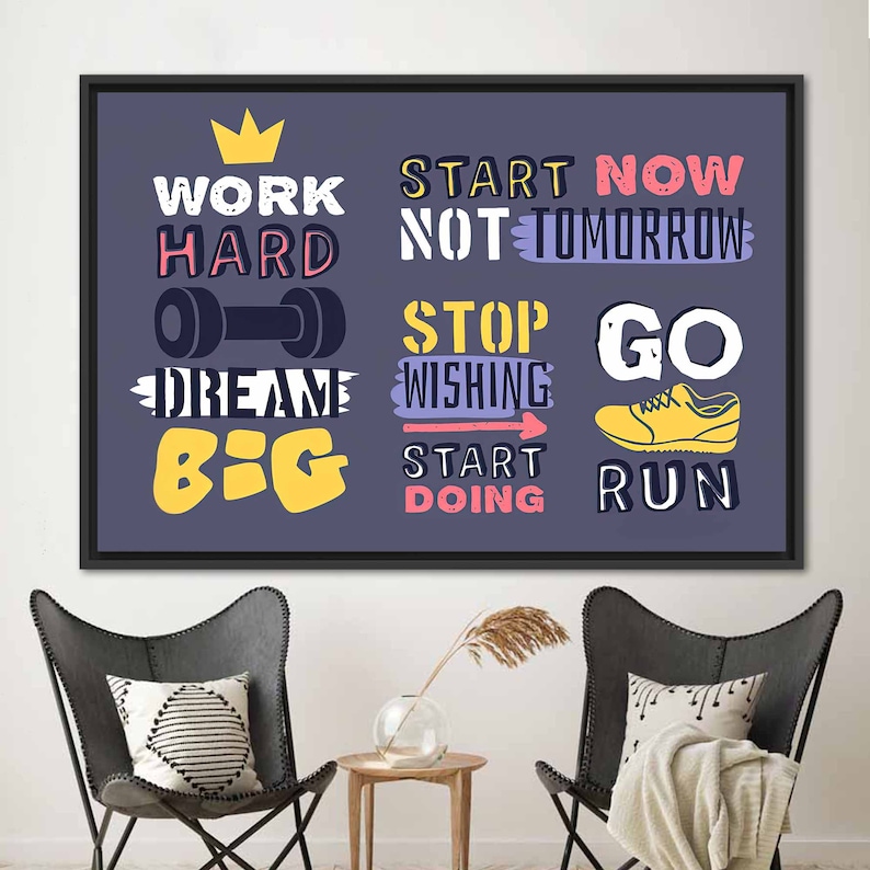 Work Hard Quote Art Canvas Success Wall Decor Inspirational - Etsy