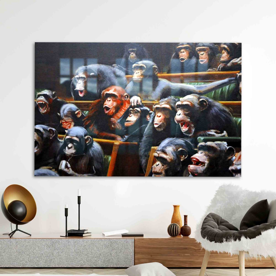 Wall Art, Glass Art, Mural Art, Banksy Monkeys Parliament, Banksy ...