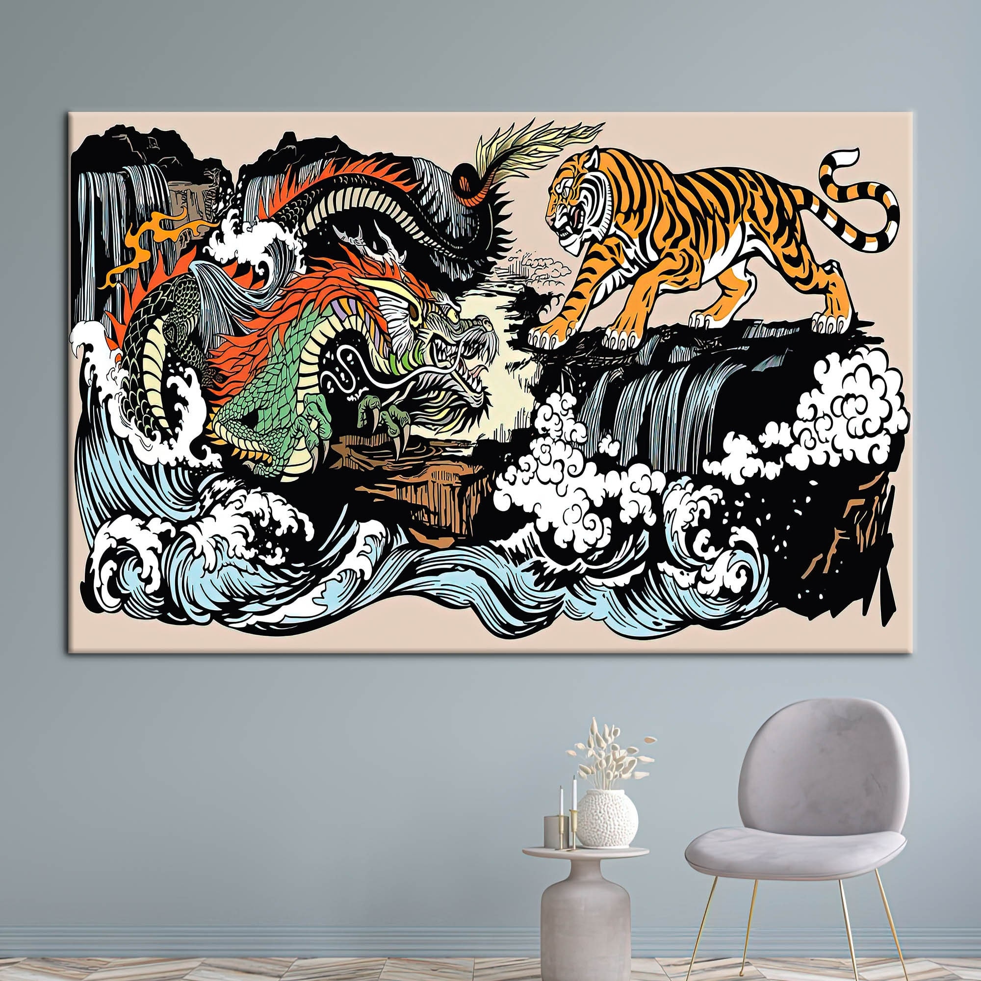 Chinese Dragon And Tiger Wallpaper