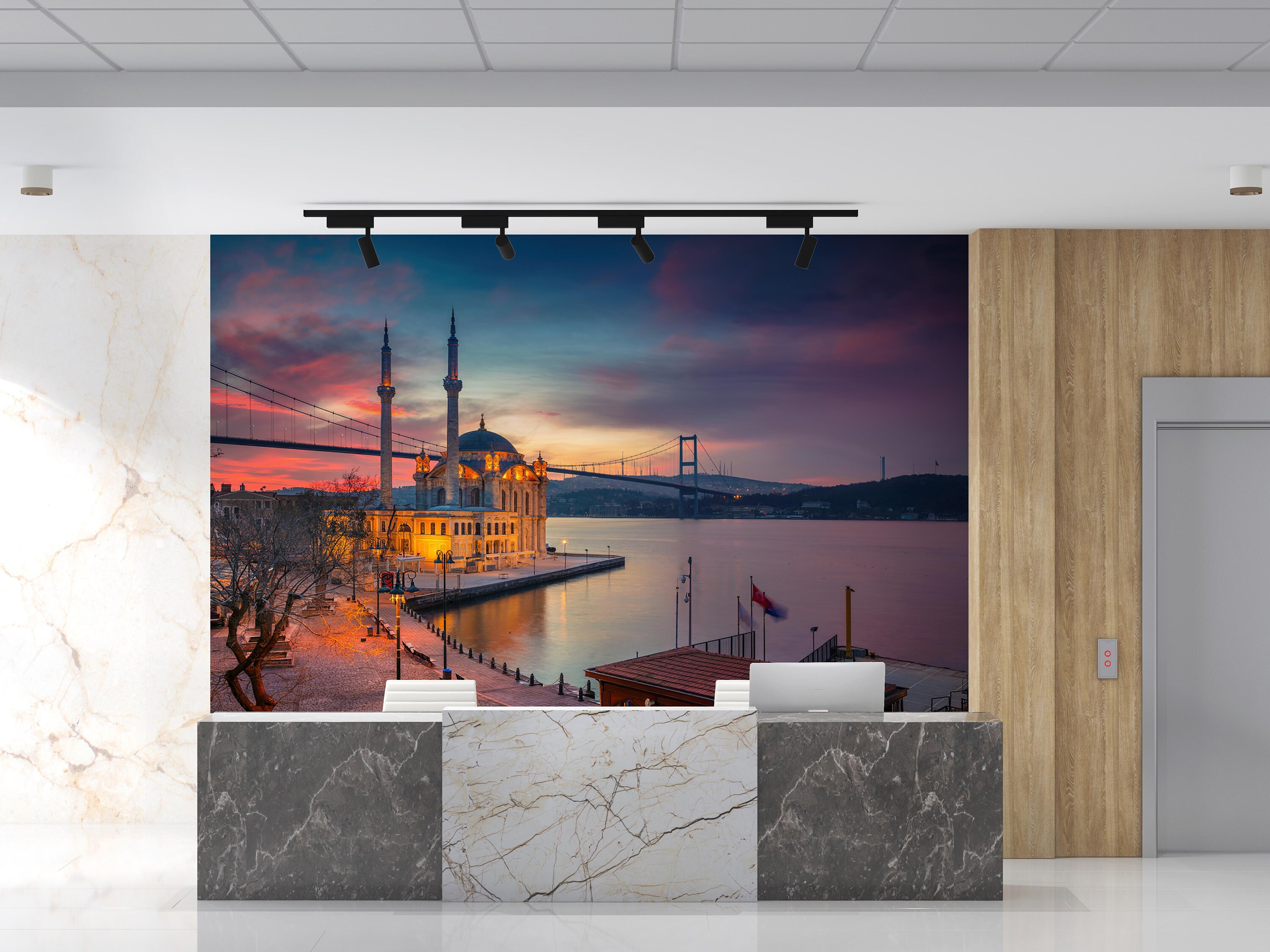 Mosque Mural, Ortakoy Mosque Wall Painting, Sea Wall Mural, Boshphorus ...