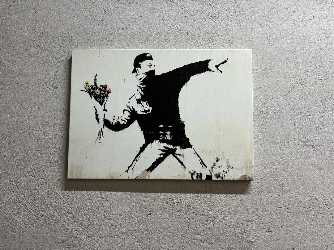 Anarchy Graffiti Poster, Street Wall Decor, Banksy Flower Bomber Art ...