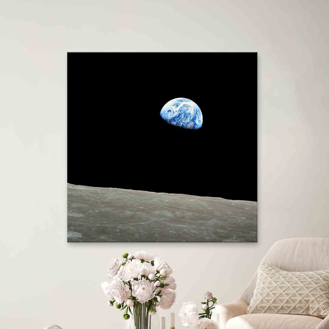 NASA Wall Art, Landscape Canvas Print, Earthrise Wall Decor, Space ...