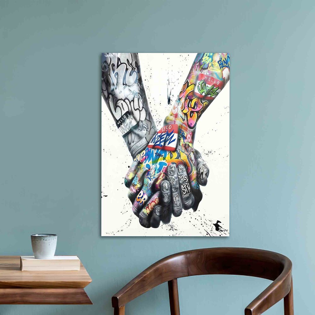 Graffiti Hands Wall Art, Lover Hands Graffiti Wall Art, Couple Gift ...