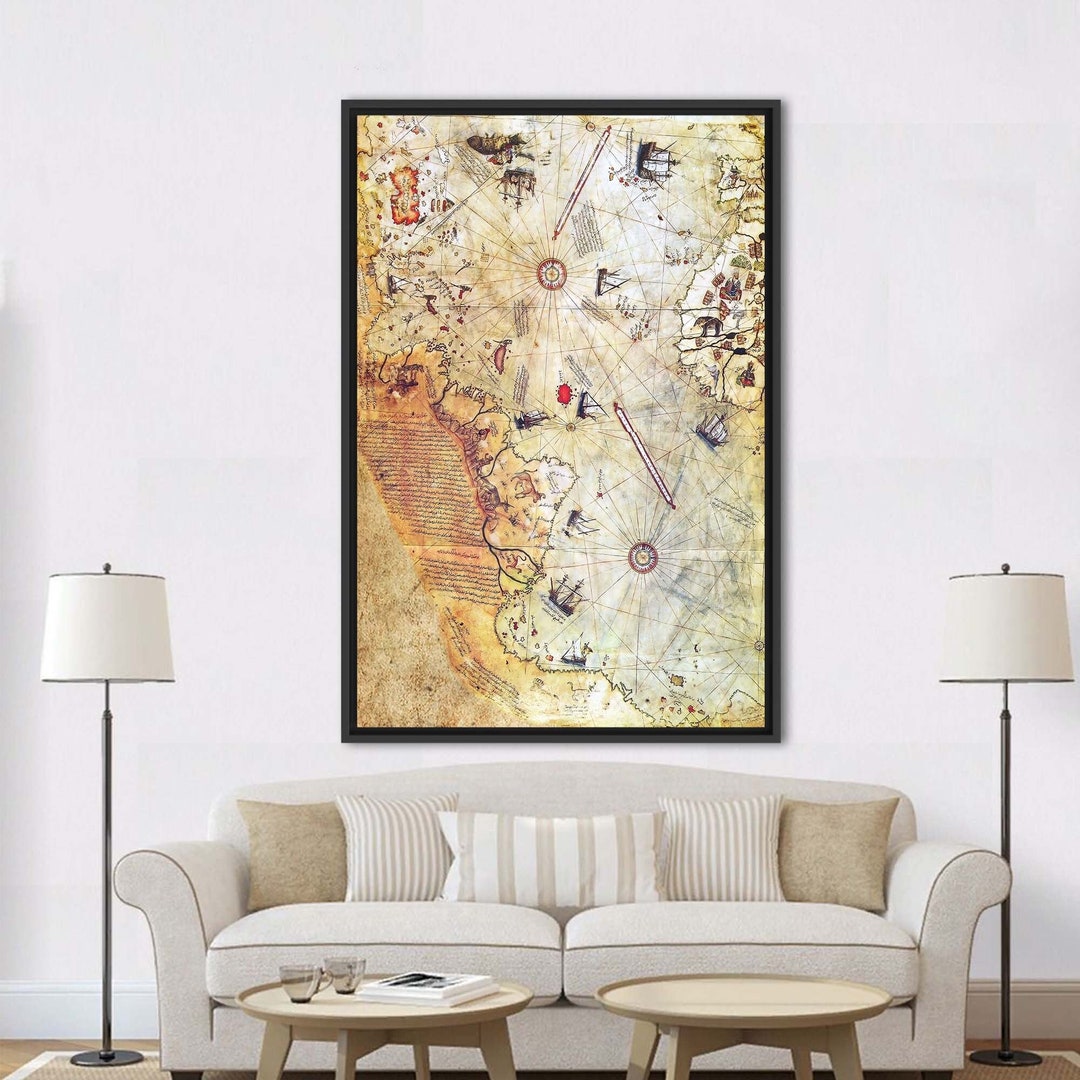 Piri Reis Map Trendy Wall Decor Map Artwork Antique Map - Etsy
