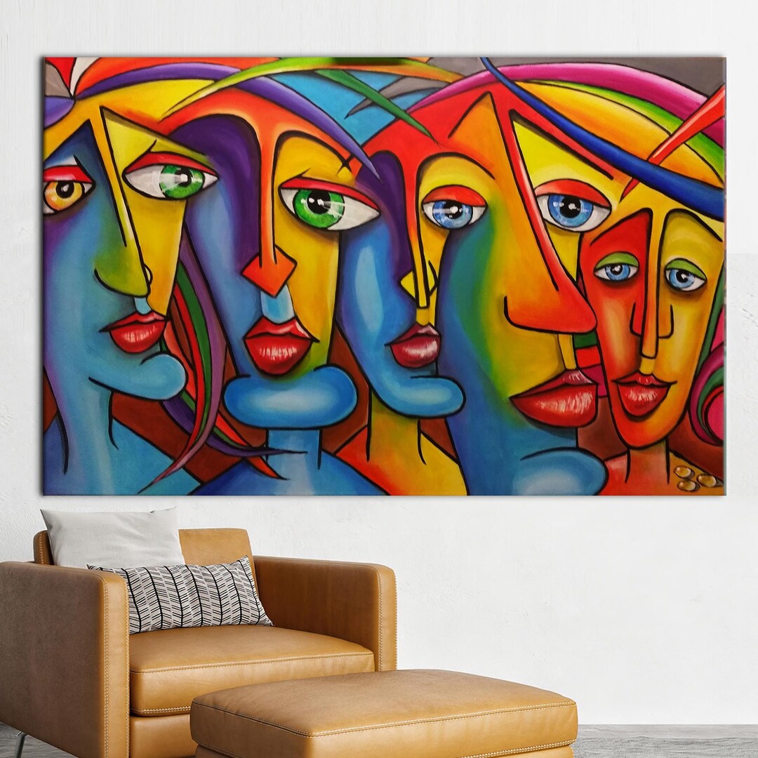 Contemporary Art Canvas, Abstract People Wall Decor, Abstract Canvas ...