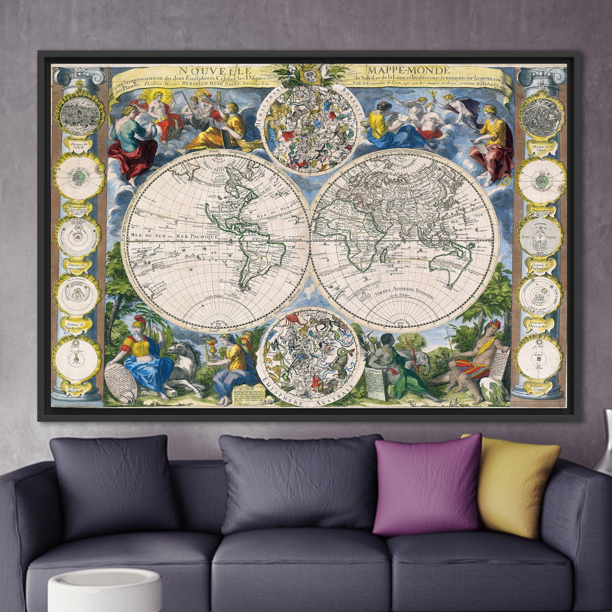 Large World Map Wall Decor, Vintage World Map Printed, Map Printed ...