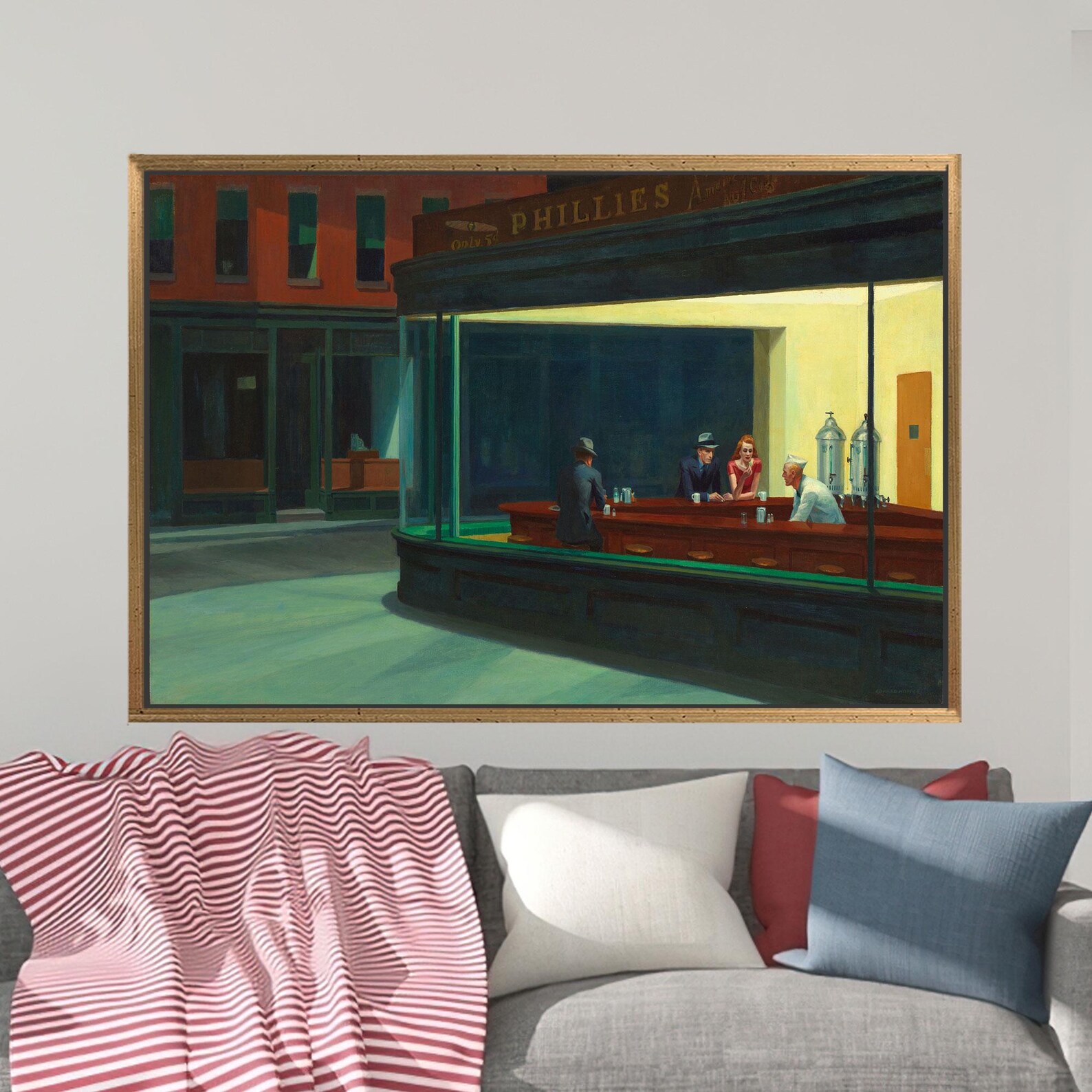 Edward Hopper Nighthawks Canvas Wall Art, Iconic Diner at Night Poster ...