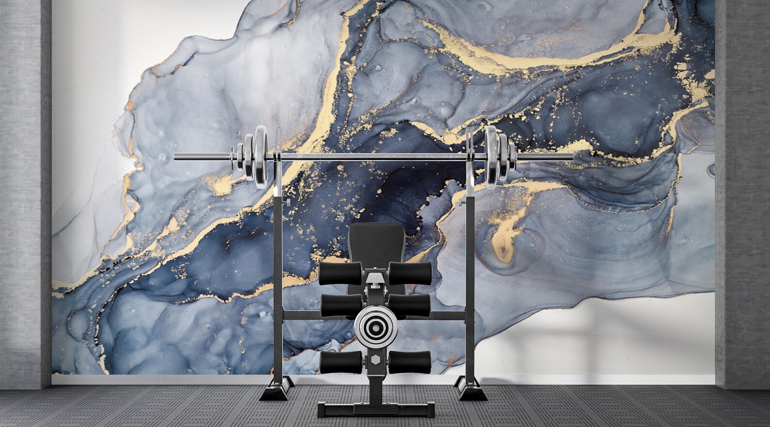 Blue Marble Wall Mural, Abstract Marble Wallpaper, Shimmery Wall Paper ...