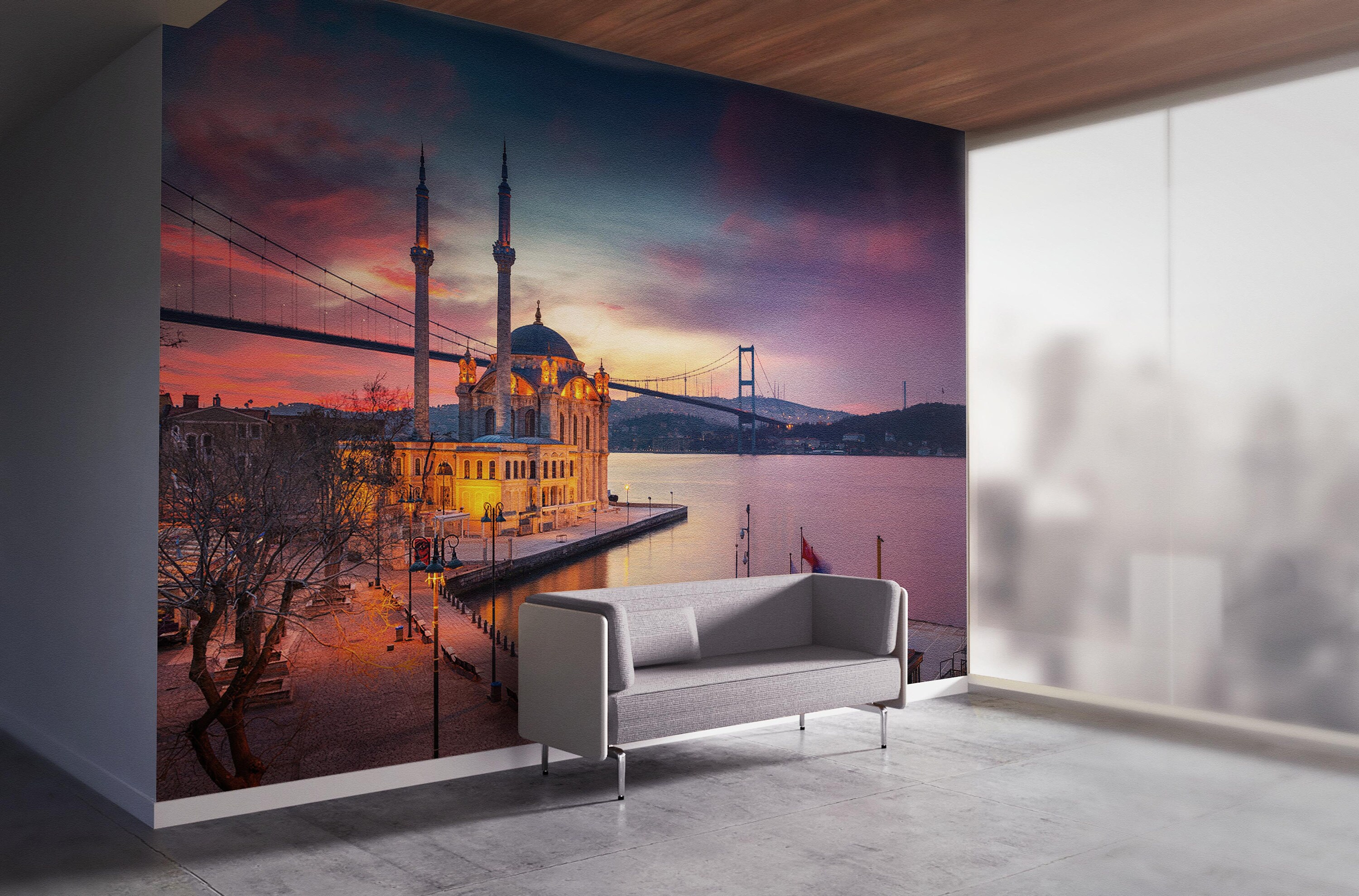 Mosque Mural, Ortakoy Mosque Wall Painting, Sea Wall Mural, Boshphorus ...