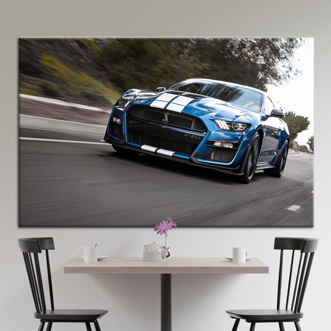 Car Photo Canvas Art, Blue Car Canvas Art, Ford Car Art, Mustang Lover ...