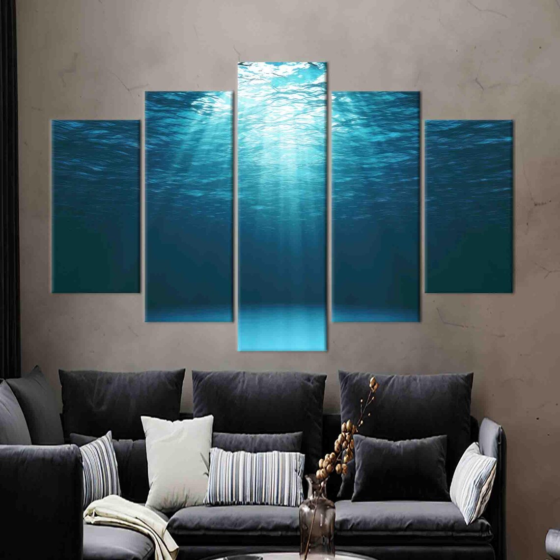 Underwater Canvas Art, Sun Rays Underwater Canvas Poster, Landscape ...