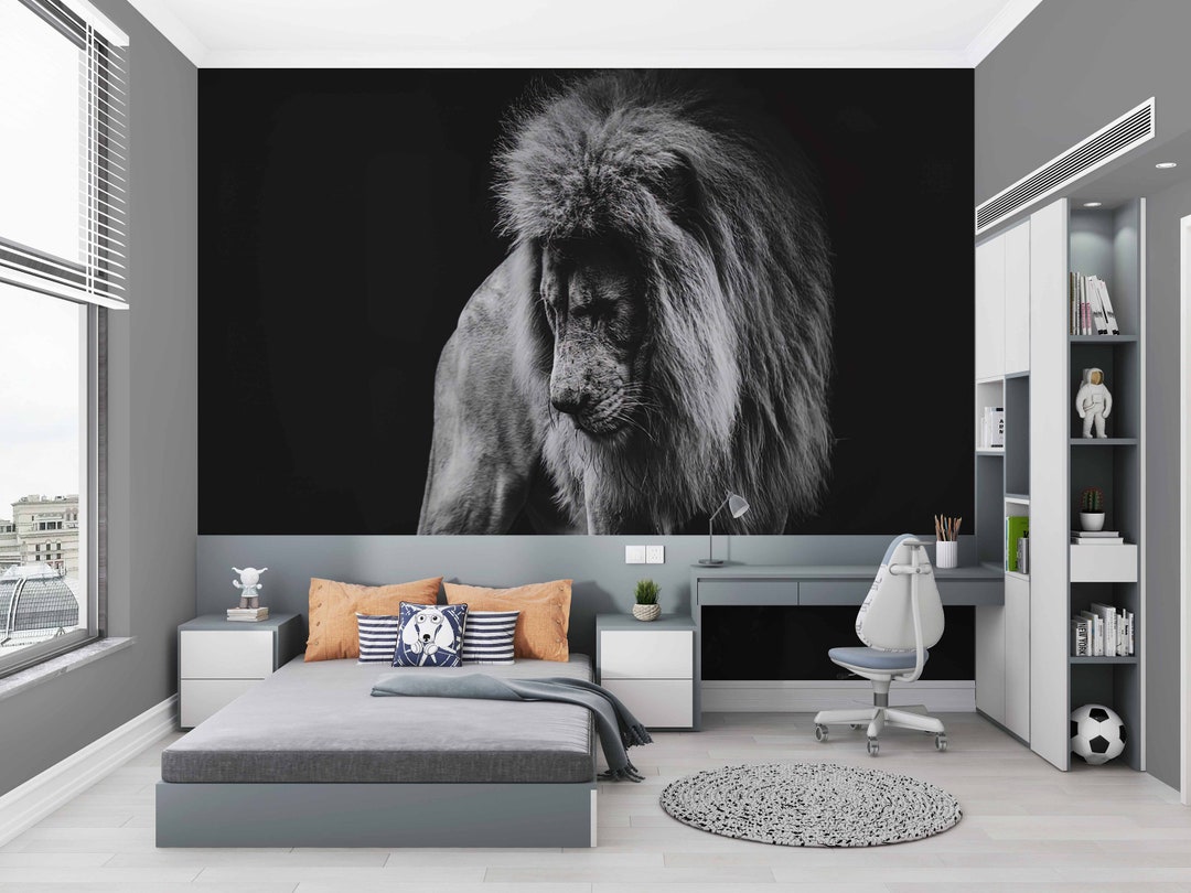 Portrait of a African Lion Wall Painting, Lion Wall Paper, Lion Photo ...