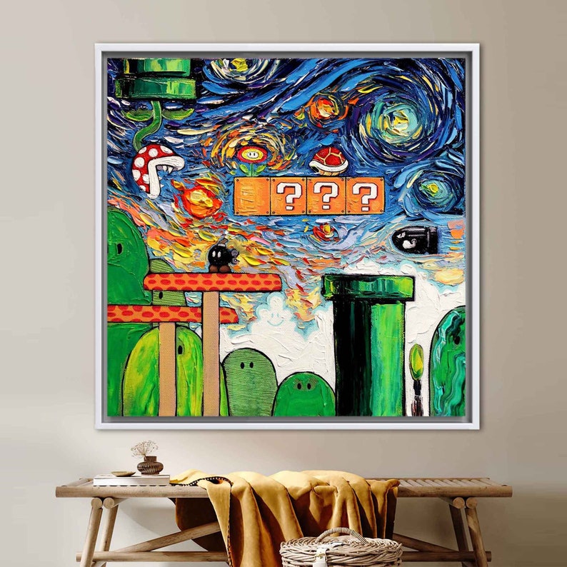 Mario World Van Gogh Super Mario Canvas Gift Van Gogh Canvas - Etsy