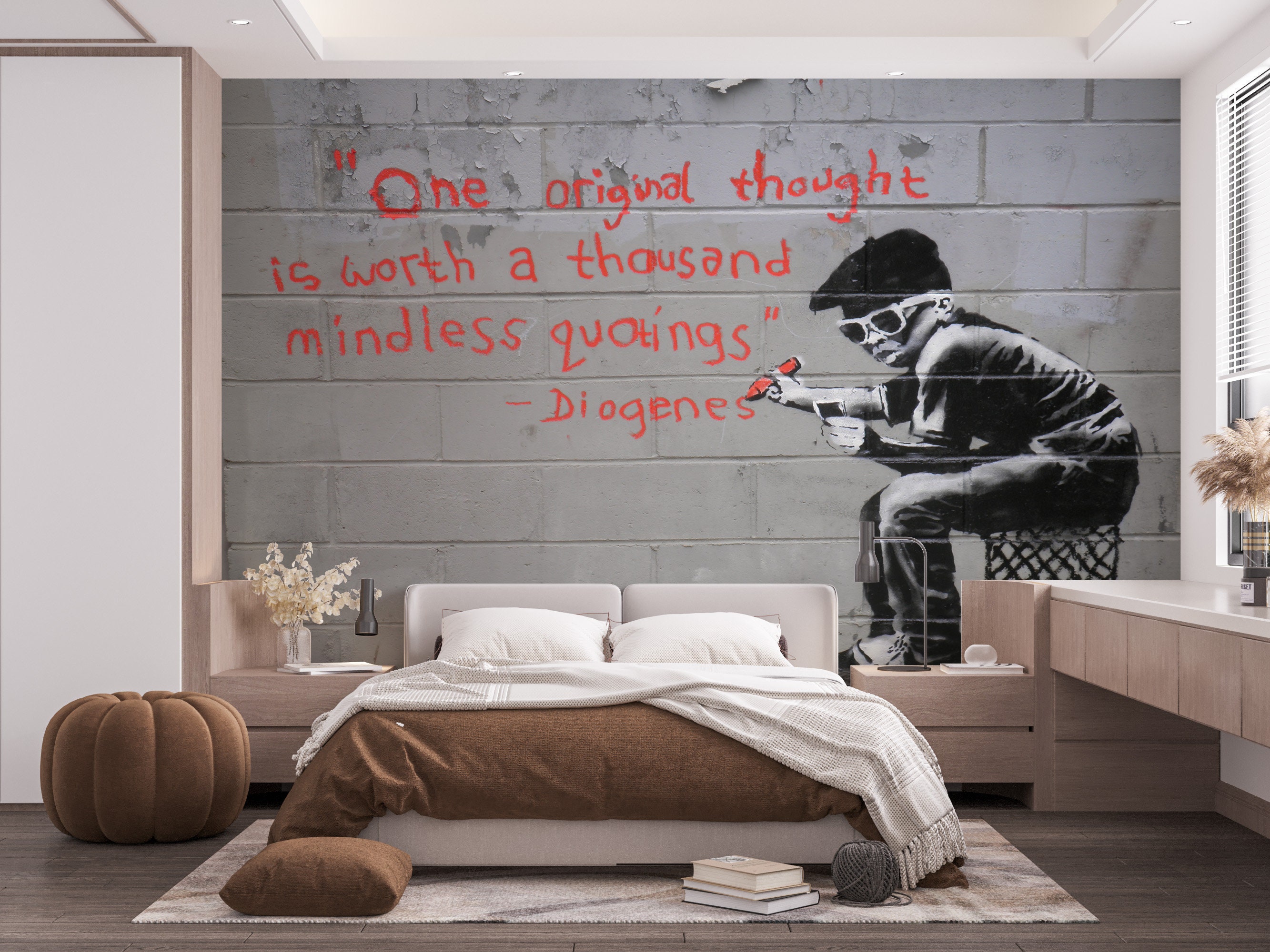 Banksy Original Thought, Banksy Wall Painting, Banksy Boy Wall Mural ...
