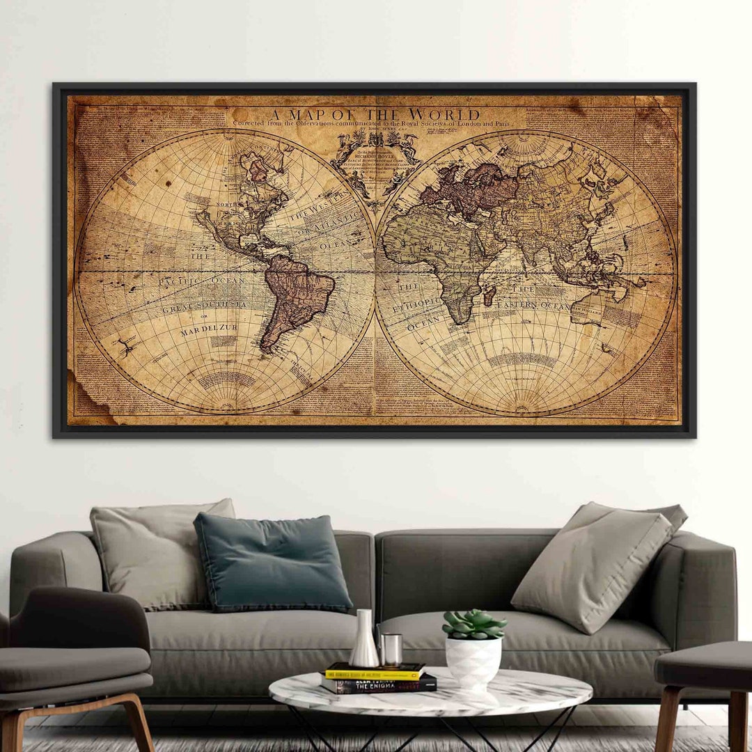 Old World Map, Vintage Map Printed, Old World Map Art Canvas, Map Wall ...