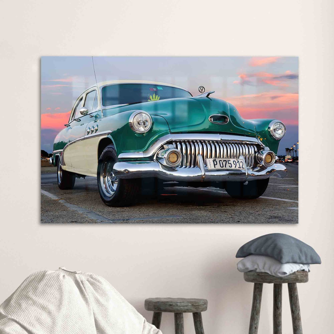 Glass, Glass Printing, Wall Decor, Classic Car Wall Art, Car Tempered ...
