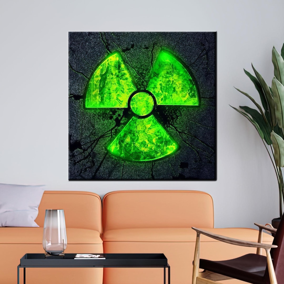 Radioactive Symbol Canvas Wall Art, Neon Green Nuclear Warning Poster ...