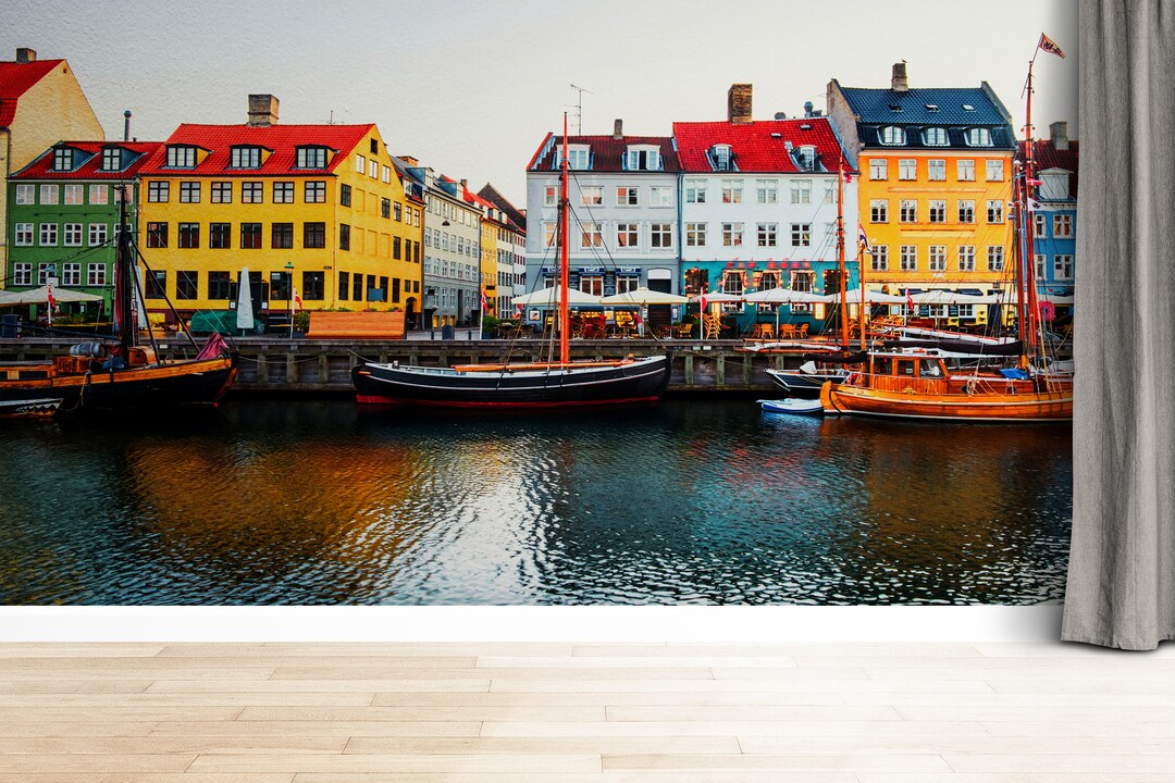 Denmark Nyhavn View, Copenhagen Landscape Wall Decor, Cityscape Mural ...