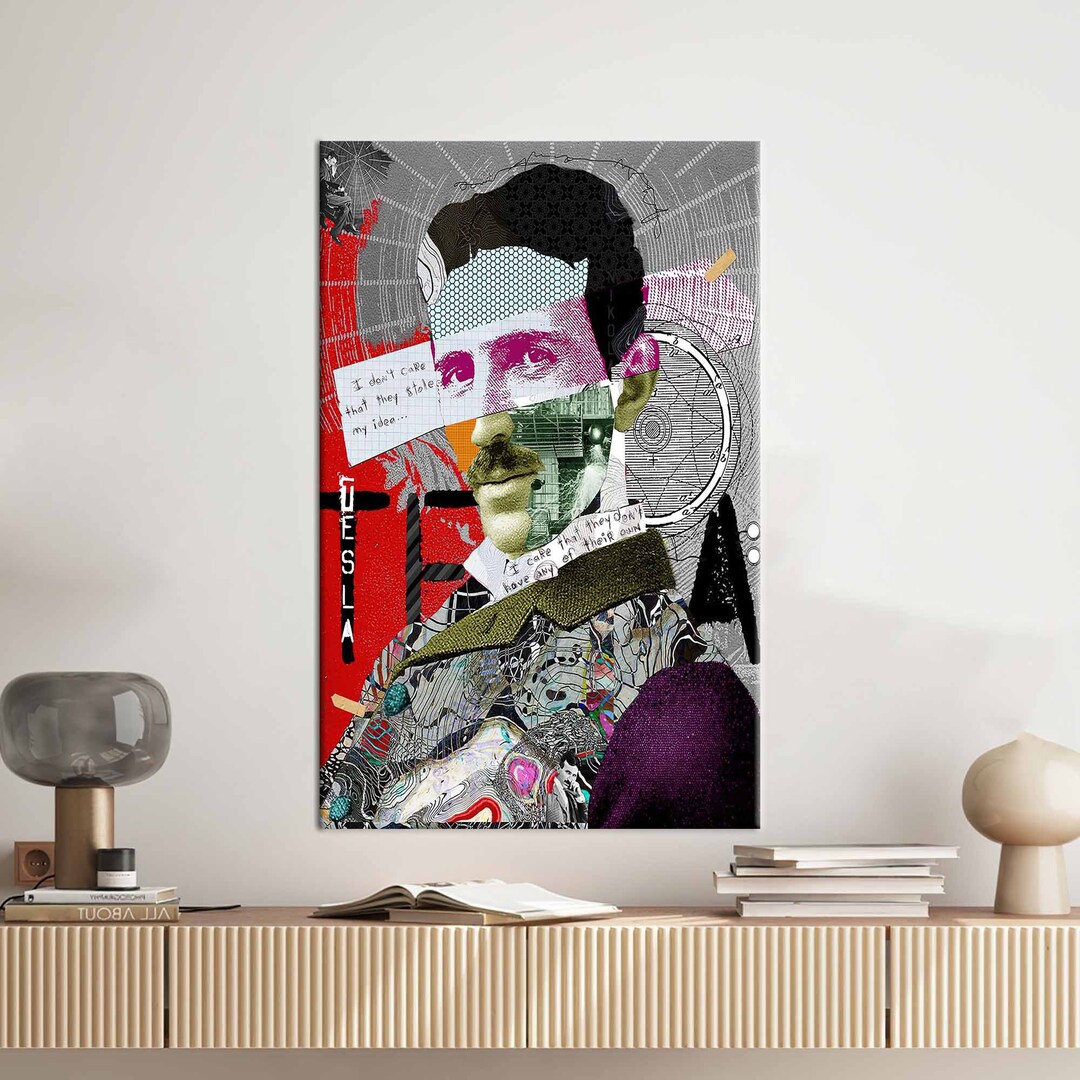Nikola Tesla, Nikola Tesla Printed, Tesla Graffiti Canvas, Street ...