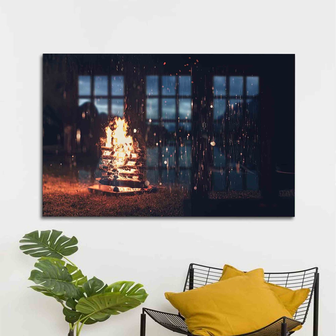 Glass Art, Wall Art, Mural Art, Camp Fire Wall Art, View Glass Wall Art ...