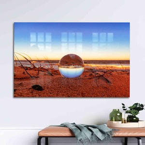Glass Wall Art, Glass Printing, Mural Art, Sphere Reflection Wall Decor ...