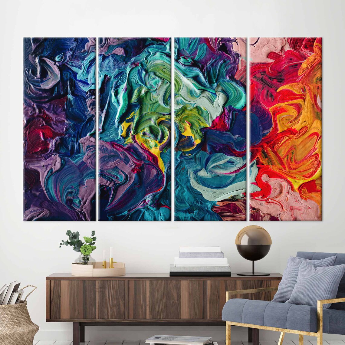 Colorful, Different Color Canvas Art, Contemporary Canvas Art, Oil ...
