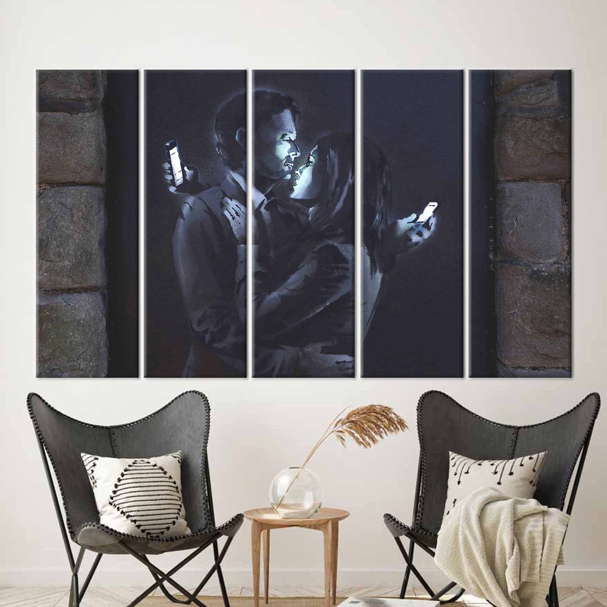 Banksy Mobile Phone Lovers Banksy Woman and Man Wall Art - Etsy