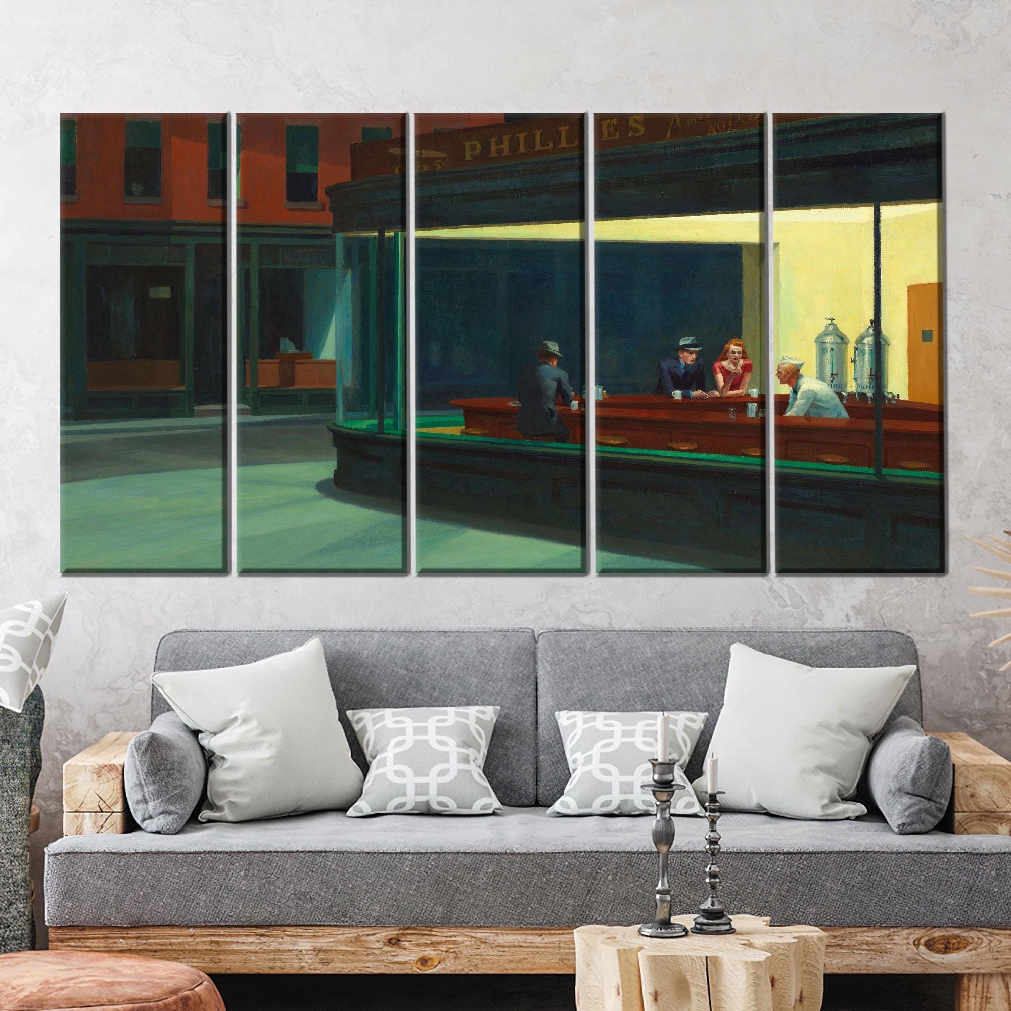 Edward Hopper Nighthawks Canvas Wall Art, Iconic Diner at Night Poster ...