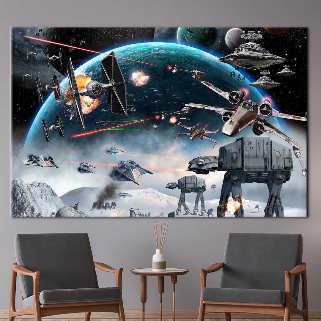 Star Wars Space Battle, Contemporary Canvas, Star Wars Wall Art ...