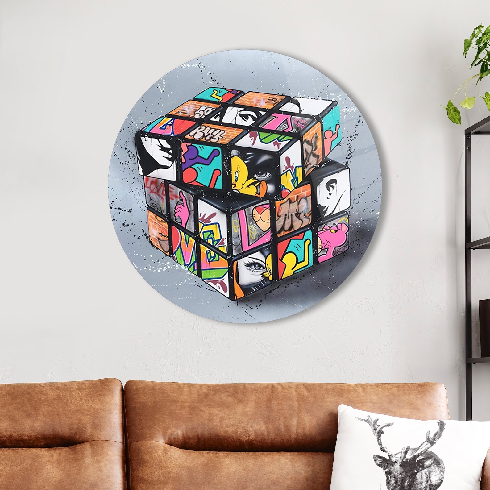 Glass, Wall Art, Mural Art, Rubiks Cube Grafftii Printing, Colorful ...