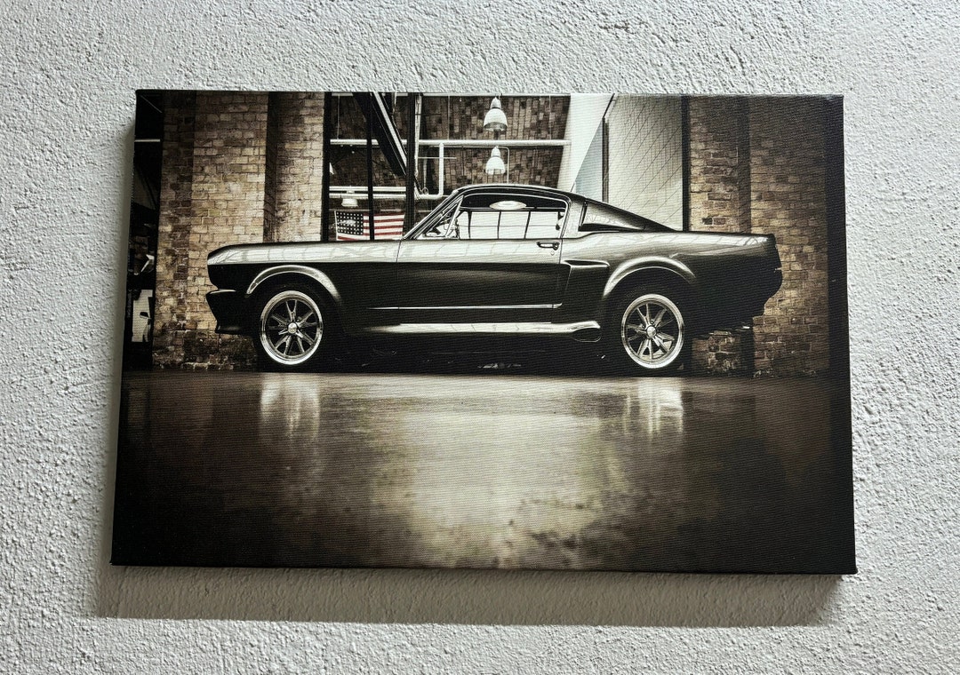Classic Car Canvas, Vintage Car Poster, Ford Mustang Wall Art, American ...
