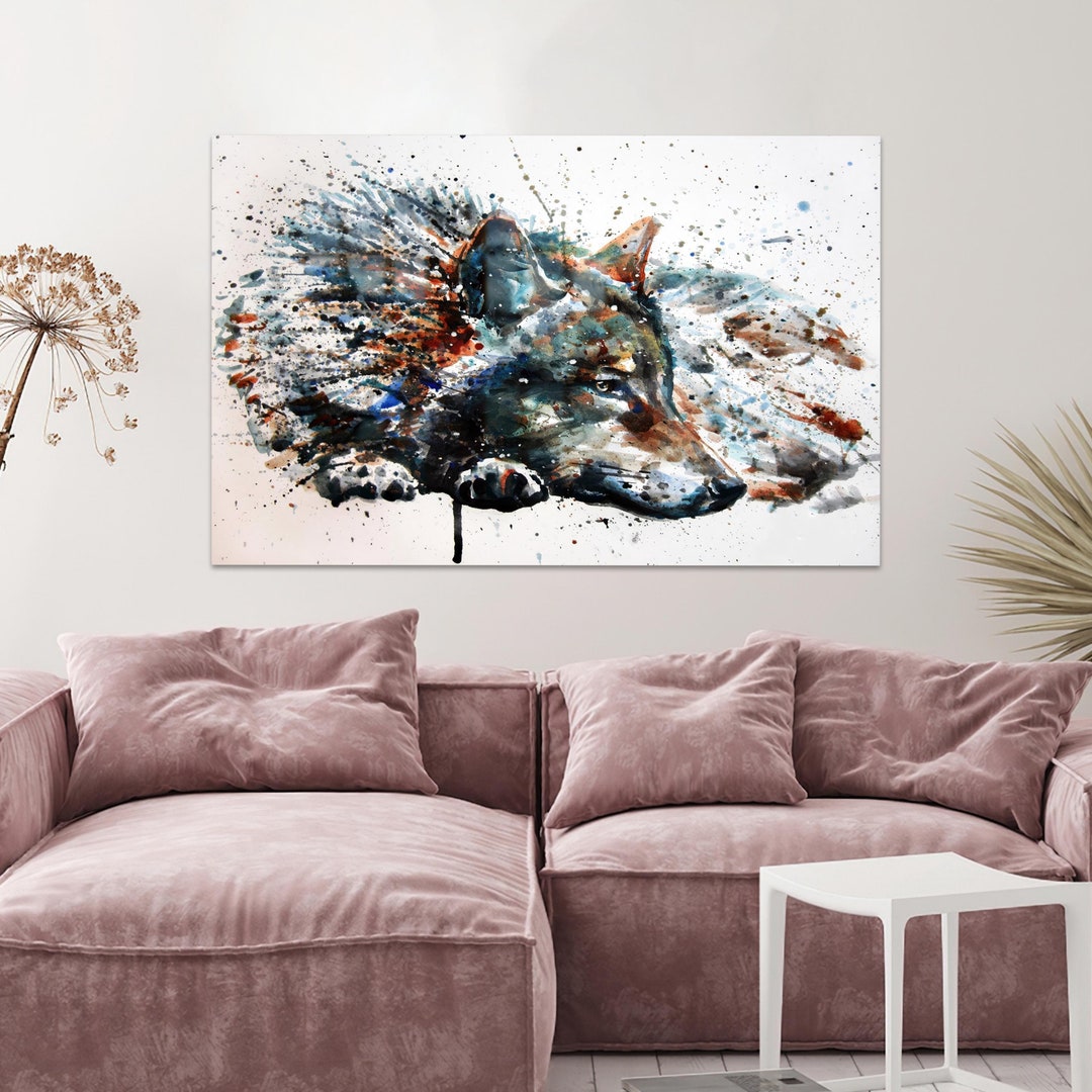 Wolf Glass Printing, Wolf Painting Print Wall Decor, Animal Glass Wall ...