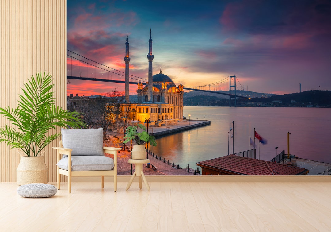 Mosque Mural, Ortakoy Mosque Wall Painting, Sea Wall Mural, Boshphorus ...