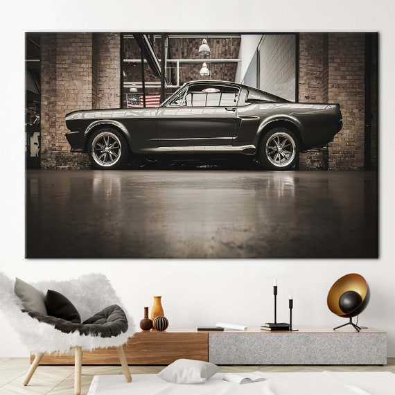 Classic Car Canvas Vintage Car Poster Ford Mustang Wall Art - Etsy