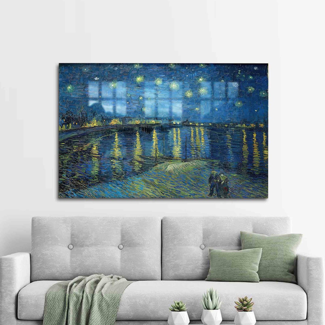 Tempered Glass, Glass Wall Art, Wall Decor, Starry Night Over the Rhone ...