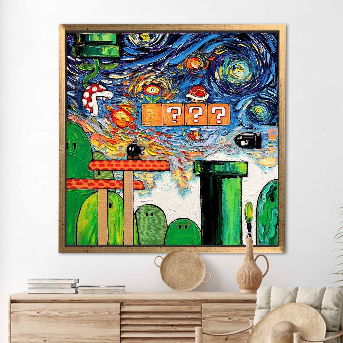 Mario World Van Gogh Super Mario Canvas Gift Van Gogh Canvas - Etsy