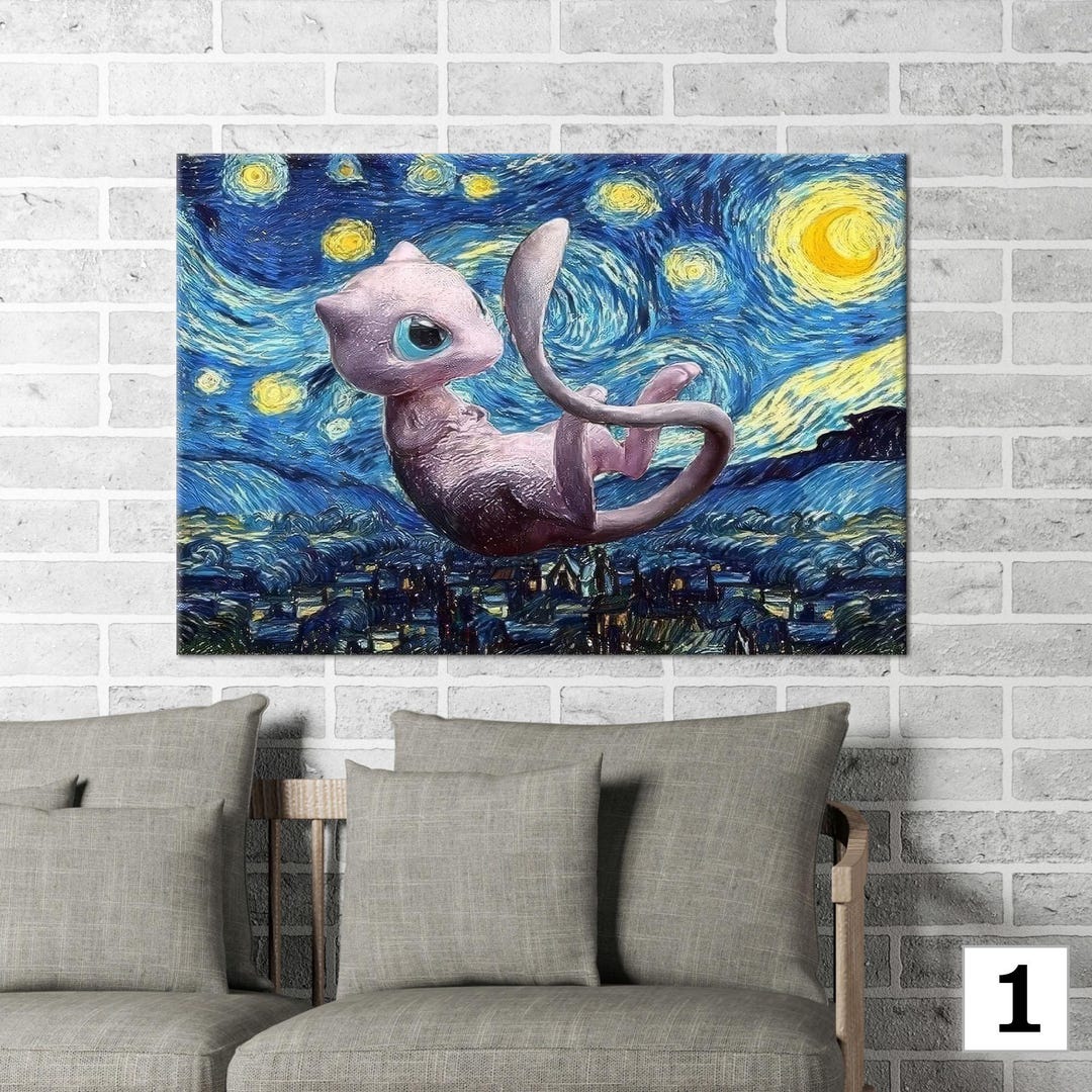 Mew Anime Wall Art, Umbreon Canvas, Blastoise Wall Decor, Japanese ...