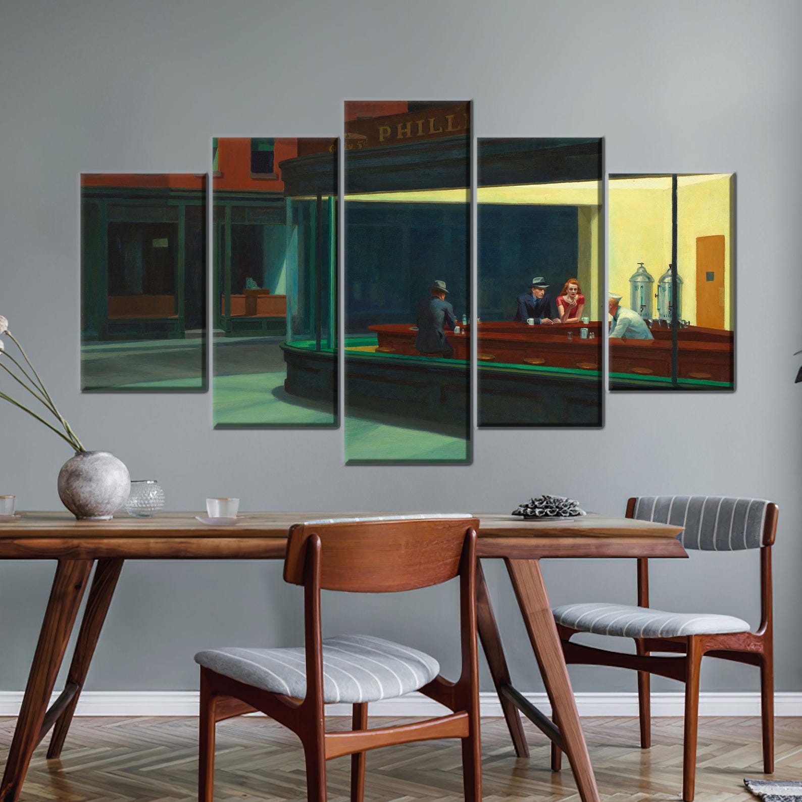 Edward Hopper Nighthawks Canvas Wall Art, Iconic Diner at Night Poster ...