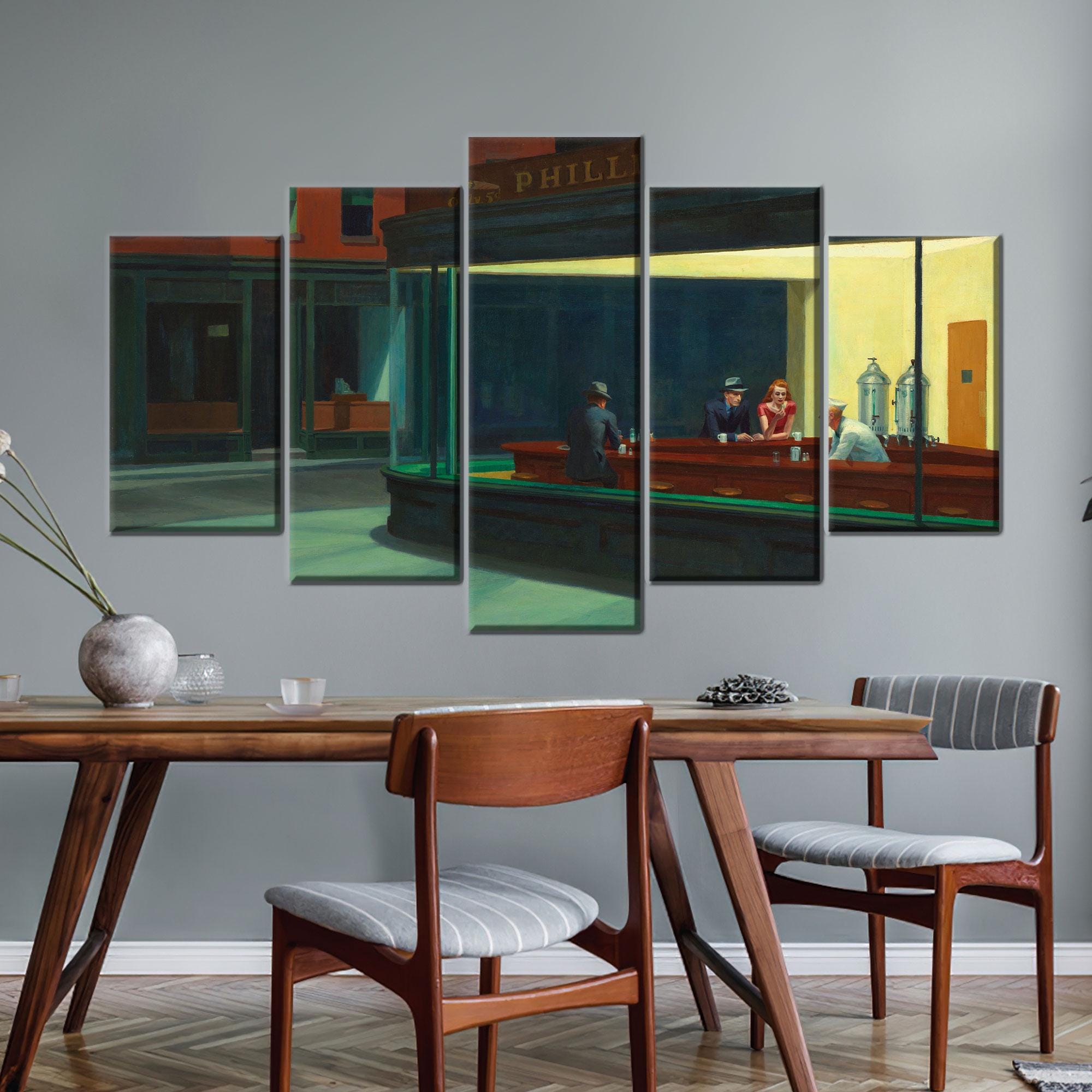 Edward Hopper Nighthawks Canvas Wall Art, Iconic Diner at Night Poster ...